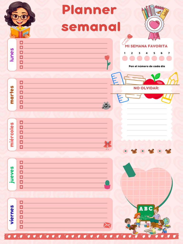 Planner Semanal Rosado | PDF