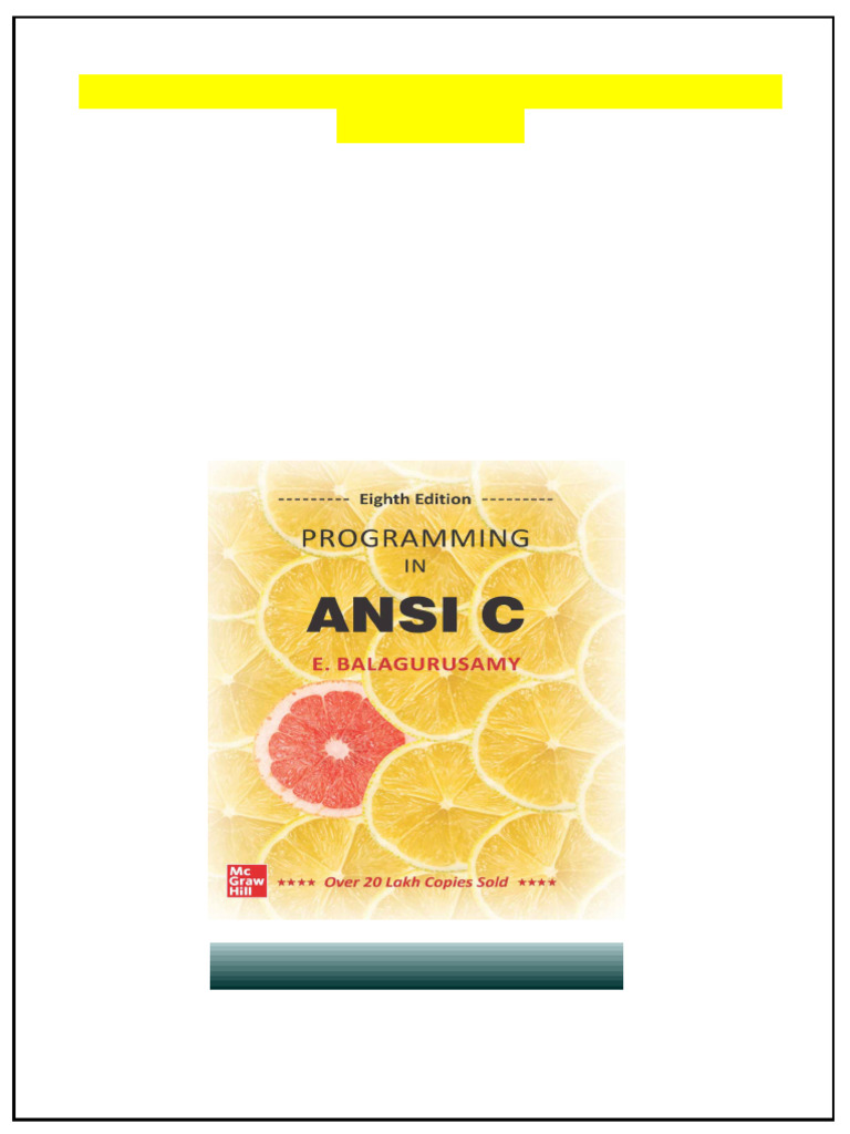 Programming in ANSI C 8th Edition E Balagurusamy PDF Version | PDF ...