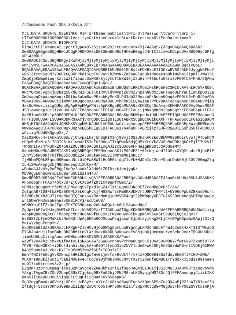Comandos Push SDK Zkteco | PDF | String (Computer Science)