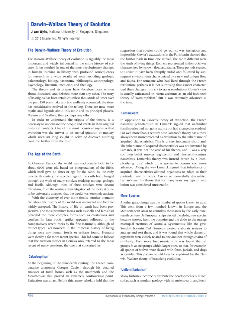 Darwin-Wallace Theory of Evolution | PDF | Charles Darwin | On The ...