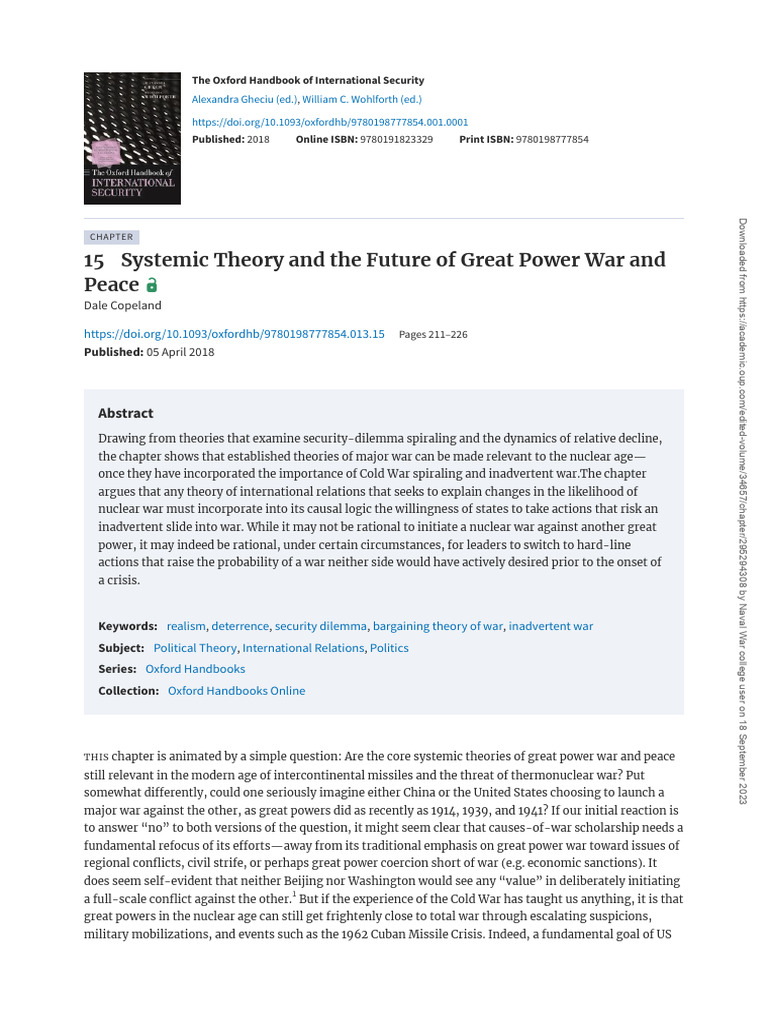 Great Power War Theories in Nuclear Age | PDF | Polarity (International ...