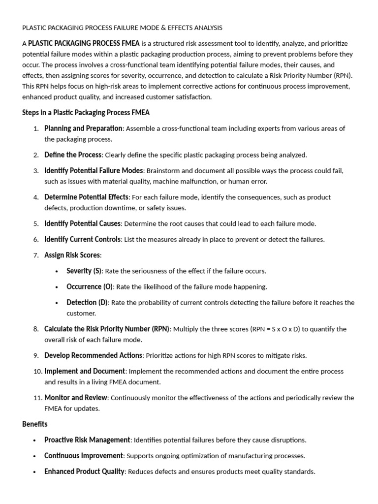 Plastic Packaging FMEA Process Guide | PDF | Reliability Engineering | Risk