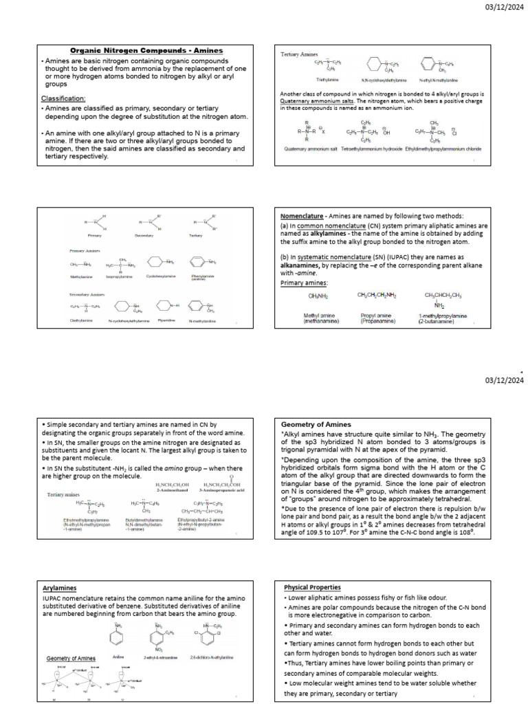 Organic Amines | PDF | Amine | Amide