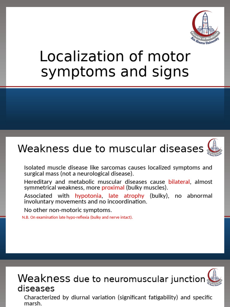 Localization of Motor Symptoms and Signs | PDF | Weakness | Spinal Cord