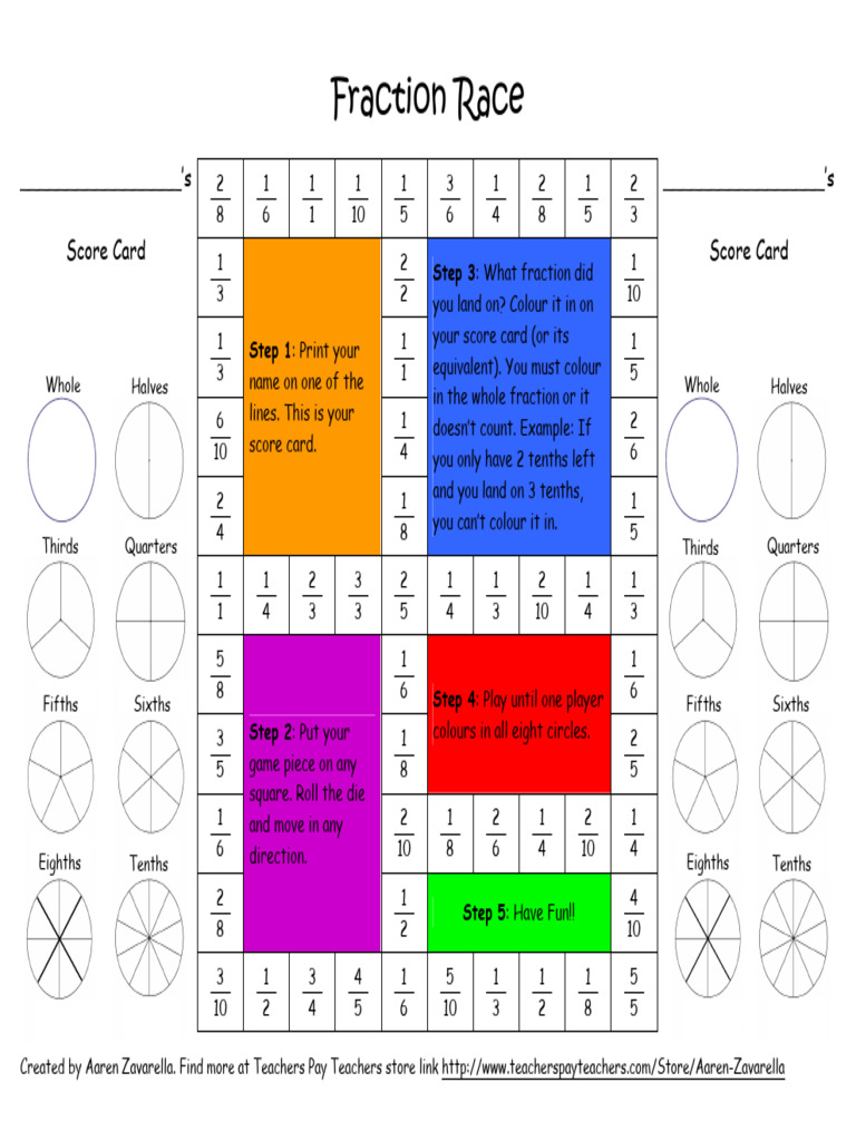 Fraction Race Game Score Card | PDF | Mathematics | Discrete Mathematics