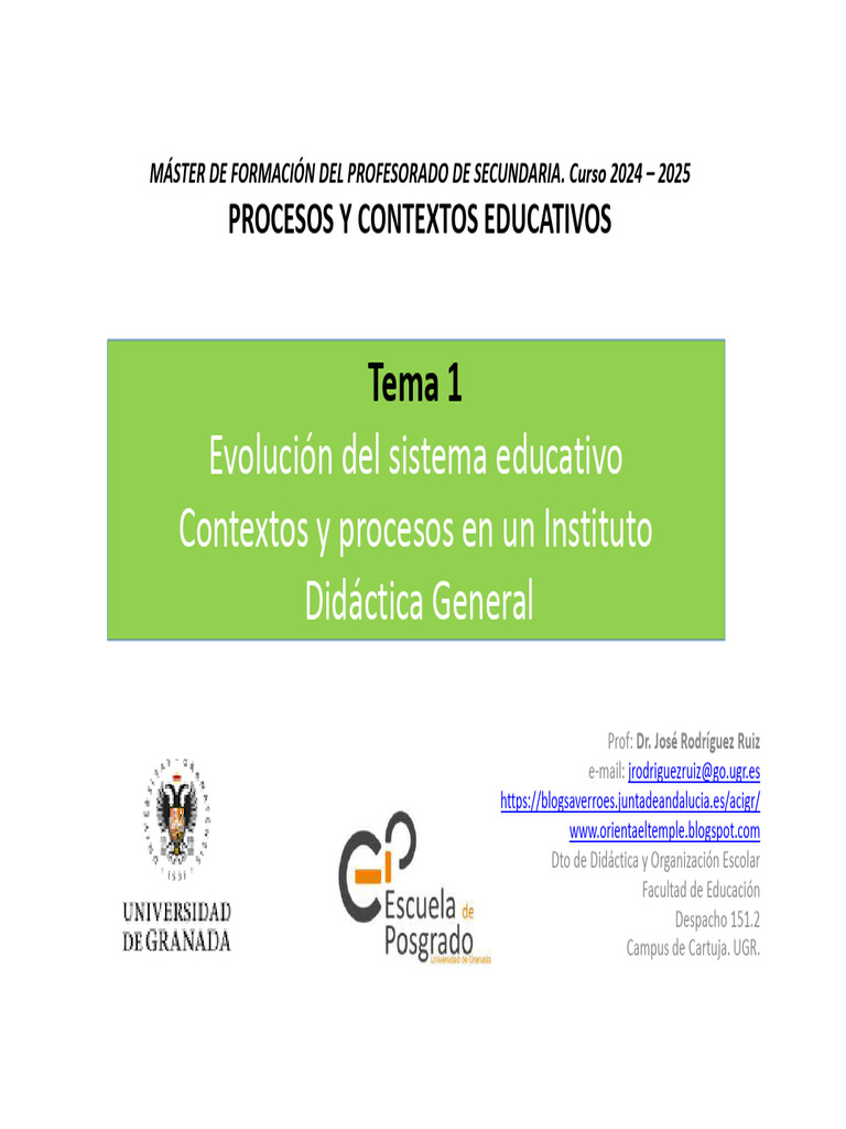 Tema 1 (24-25) | PDF | Maestros | Aprendizaje