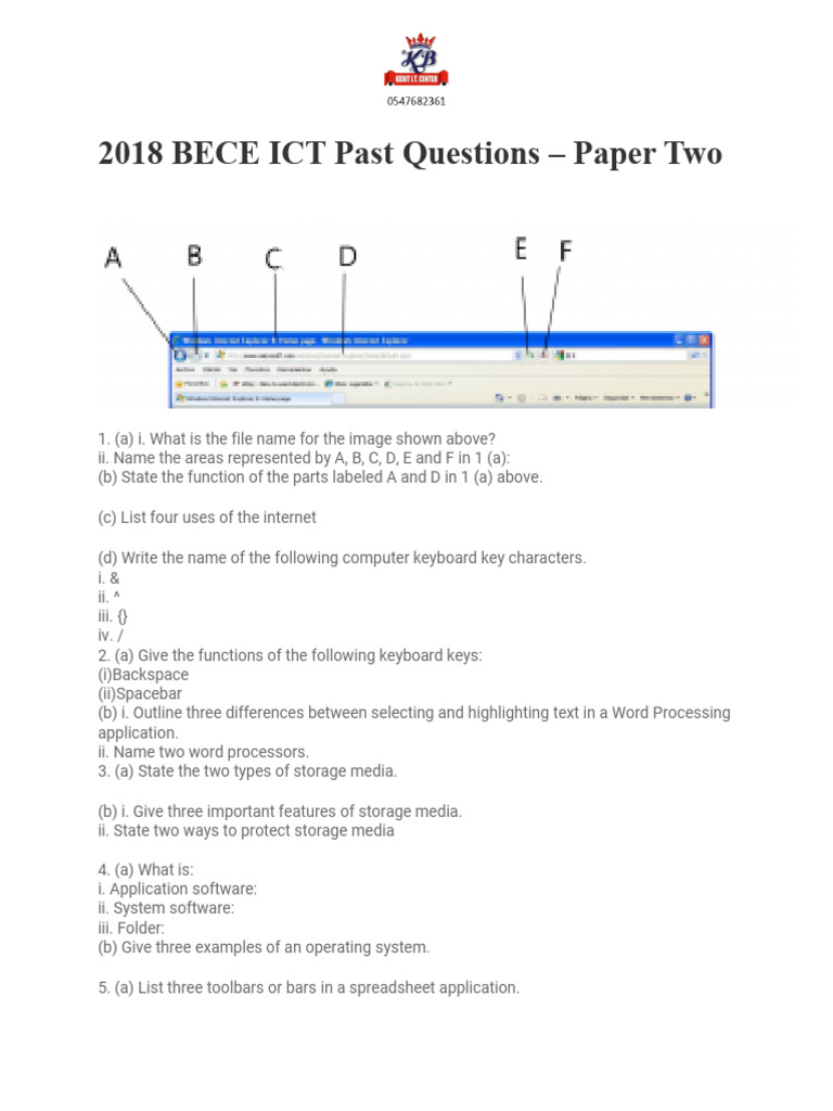2018 BECE ICT Past Questions Paper 2 | PDF