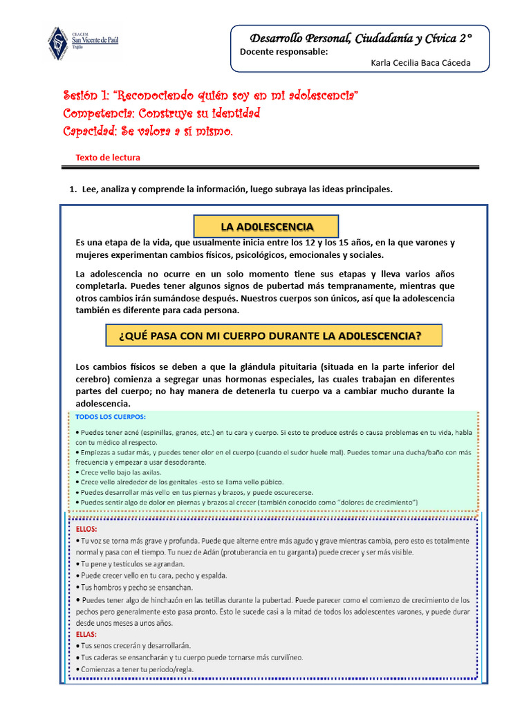 Cambios en la Adolescencia y Autoestima | PDF | Adolescencia | Ciencias ...