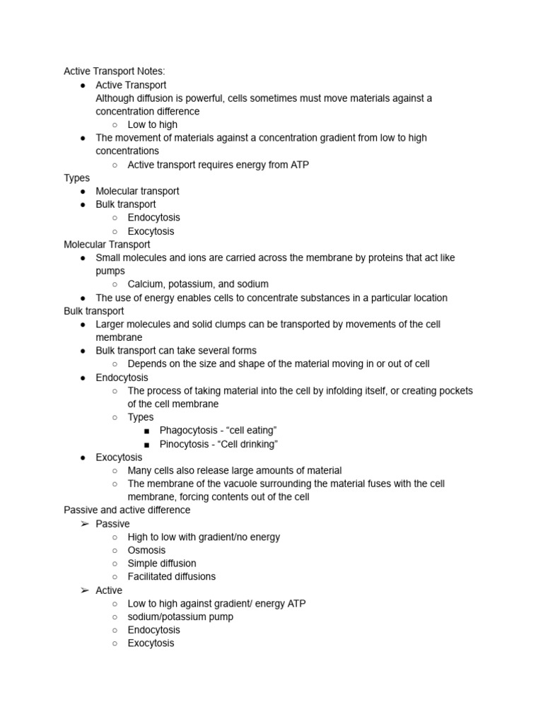Cell transport Notes | PDF | Cell Membrane | Osmosis