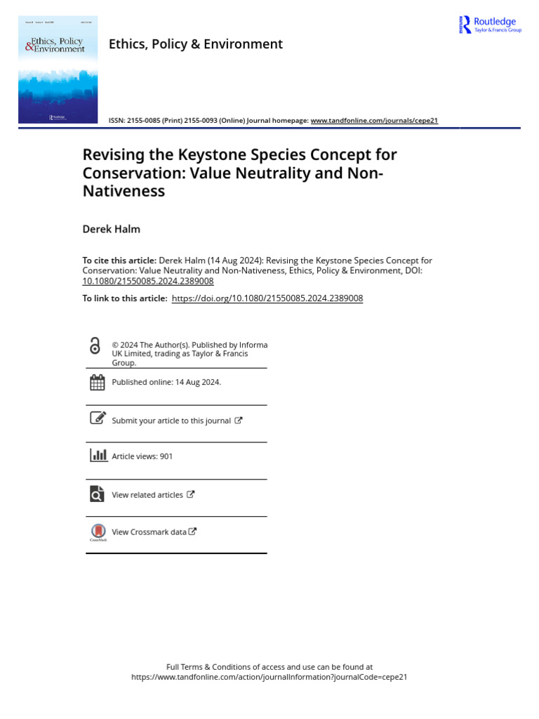 Revising The Keystone Species Concept For Conservation Value Neutrality ...