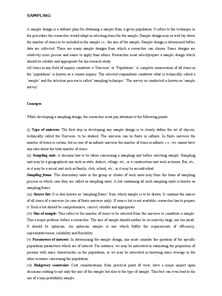 Sampling | PDF | Sample Size Determination | Sampling (Statistics)