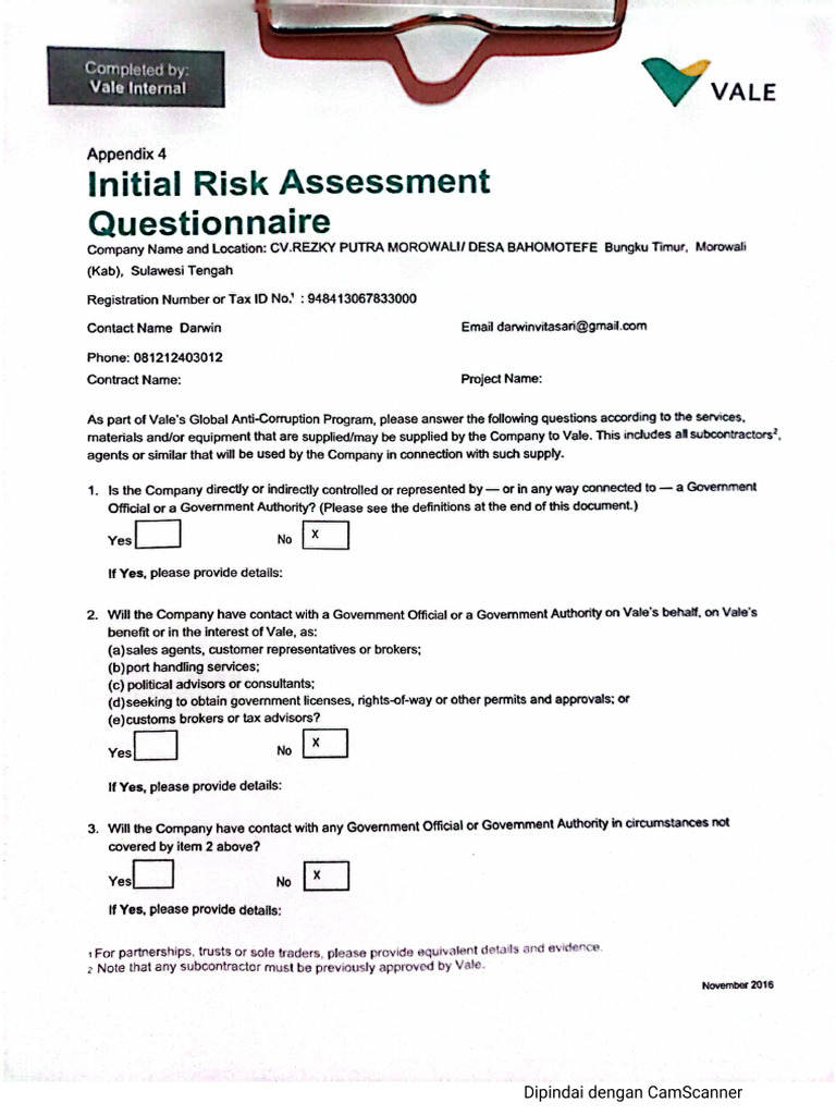 Initial Risk Assessment Questionnaire2 | PDF