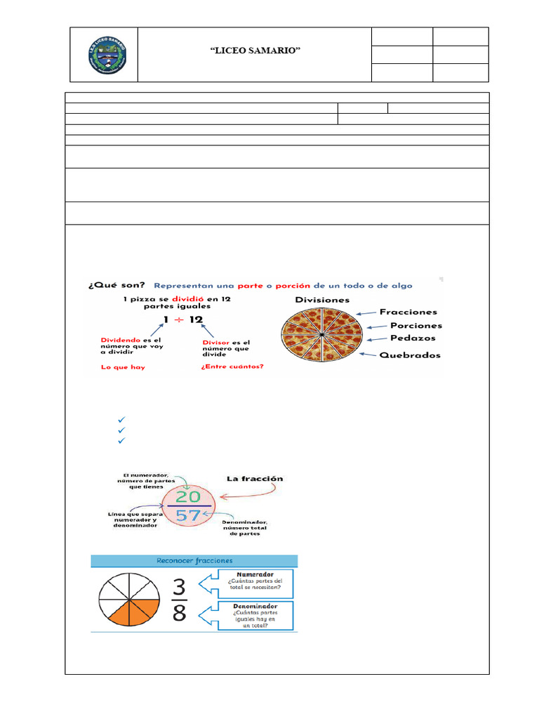 Fracciones: Conceptos y Ejercicios para 5° | PDF | Aritmética ...