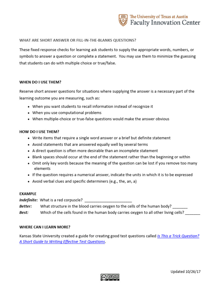 Effective Short Answer Question Tips | PDF