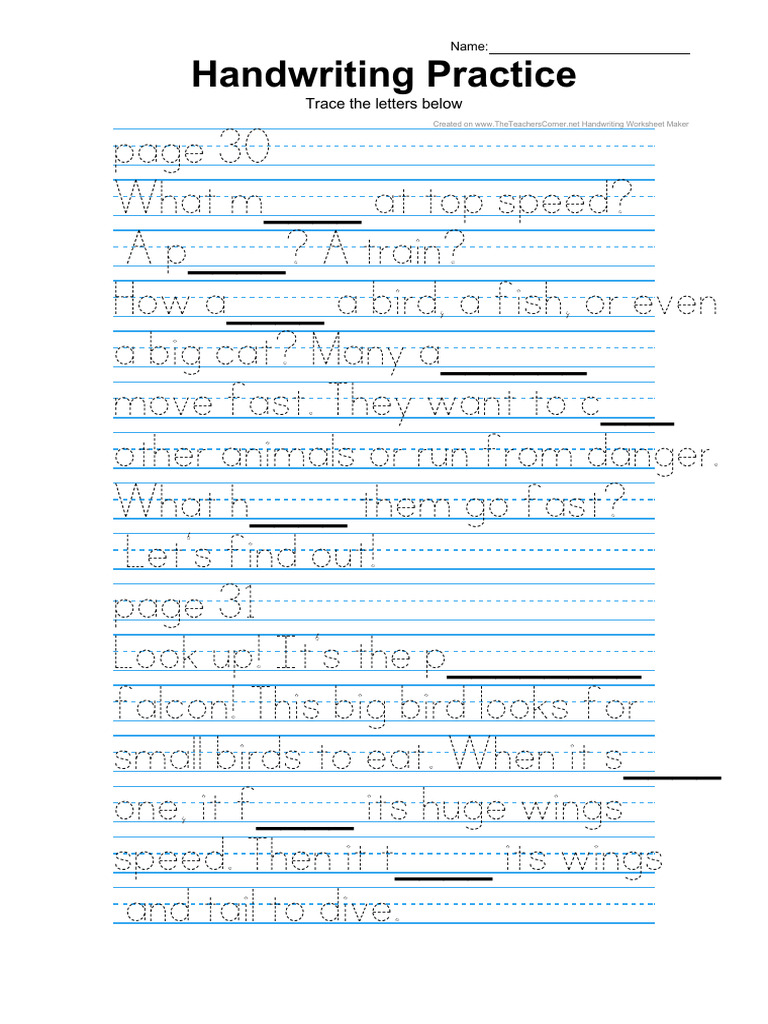 Handwriting Practice Worksheet | PDF