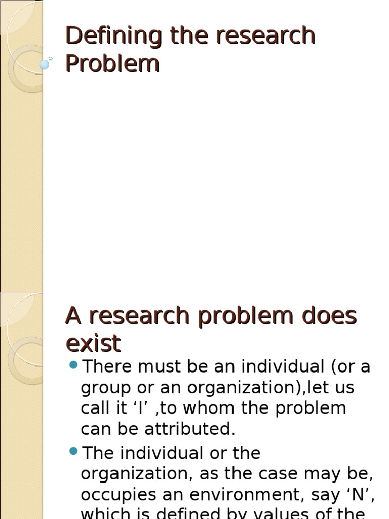 Defining The Research Problem | PDF | Research Design | Experiment