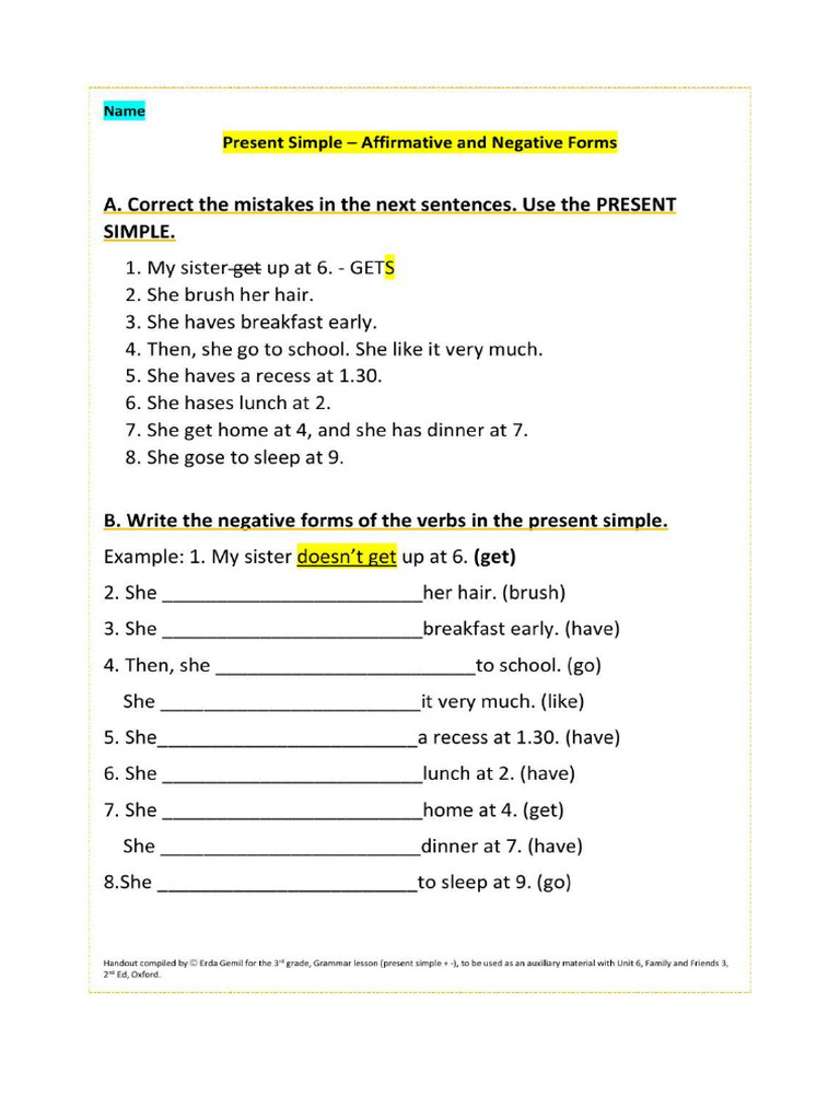 1 Simple Present Worksheet | PDF