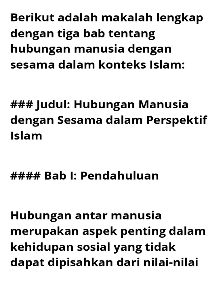 Berikut Adalah Makalah Lengkap Dengan Tiga Bab Tentang Hubungan Manusia ...