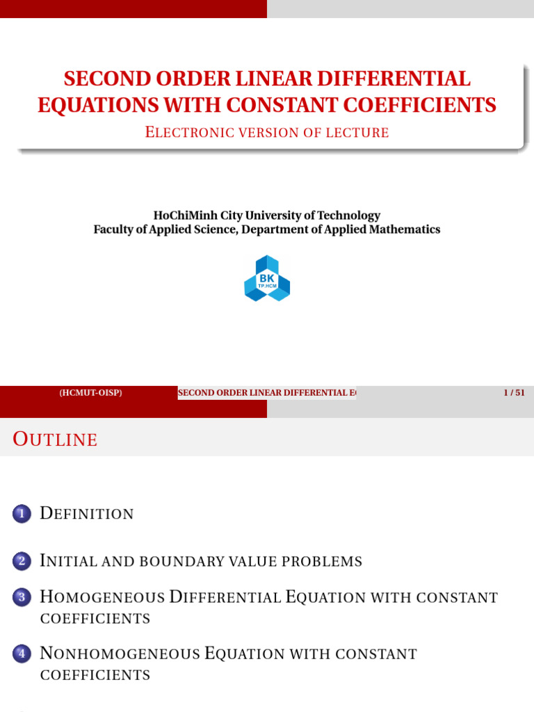 Second Order Differential Equations | PDF | Equations | Differential ...