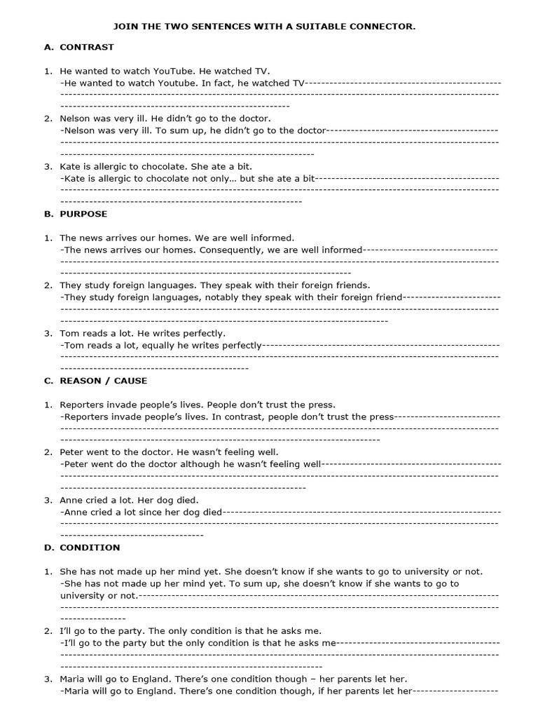 Connectors Exercise | PDF
