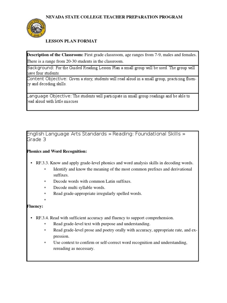 Guided Reading LP EDRL443 | PDF | Reading (Process) | Phonics