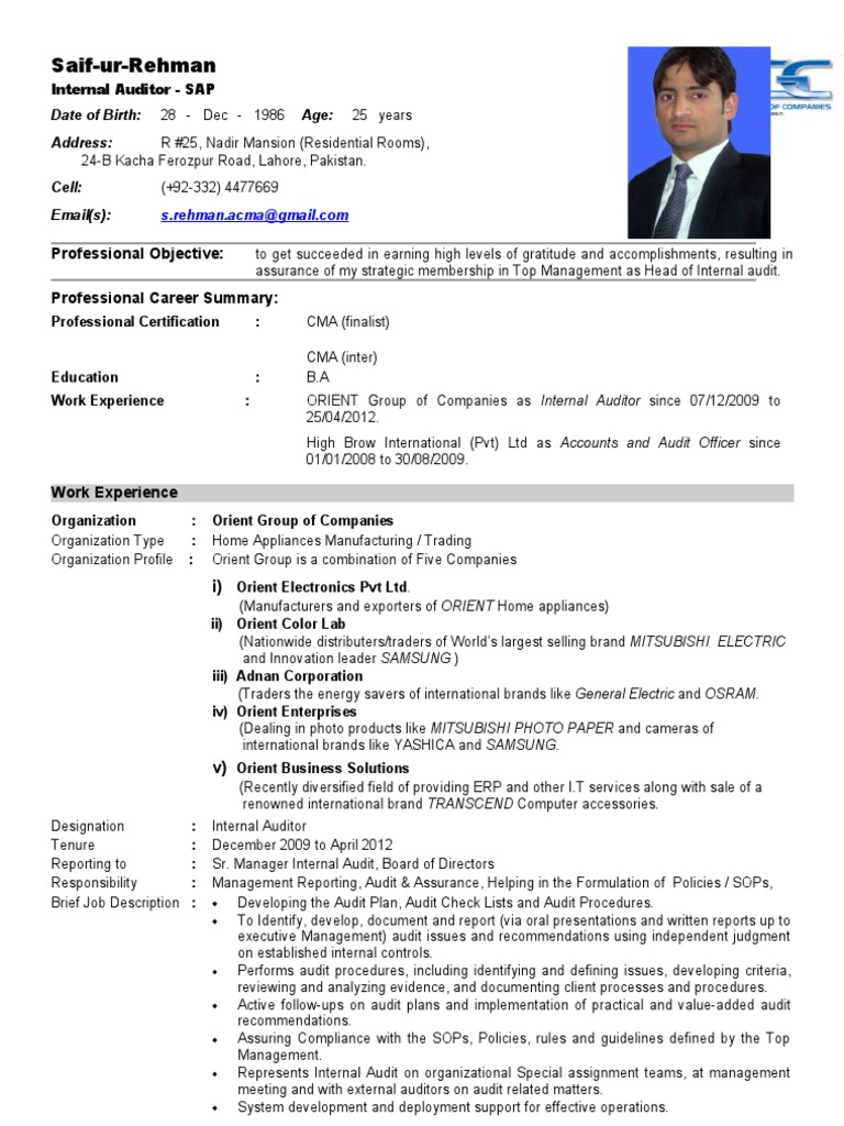 Saif-CMA CV | PDF | Internal Audit | Audit