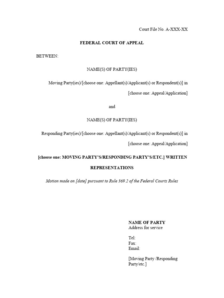 Federal Court Appeal Motion Document | PDF | Justice | Crime & Violence