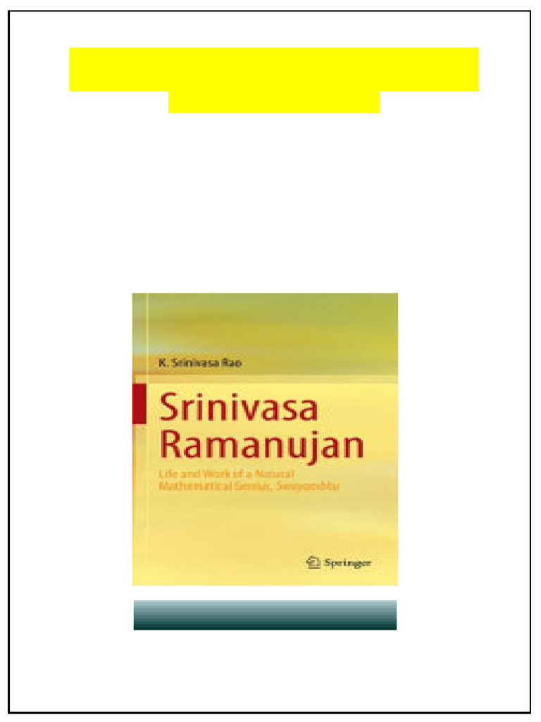 Srinivasa Ramanujan Life and Work of a Natural Mathematical Genius ...