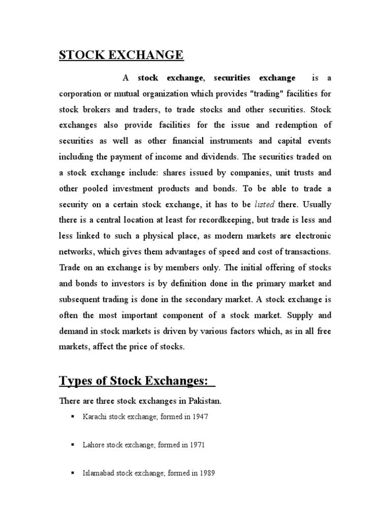 Functions of Stock Exchange | Stock Exchange | Stocks