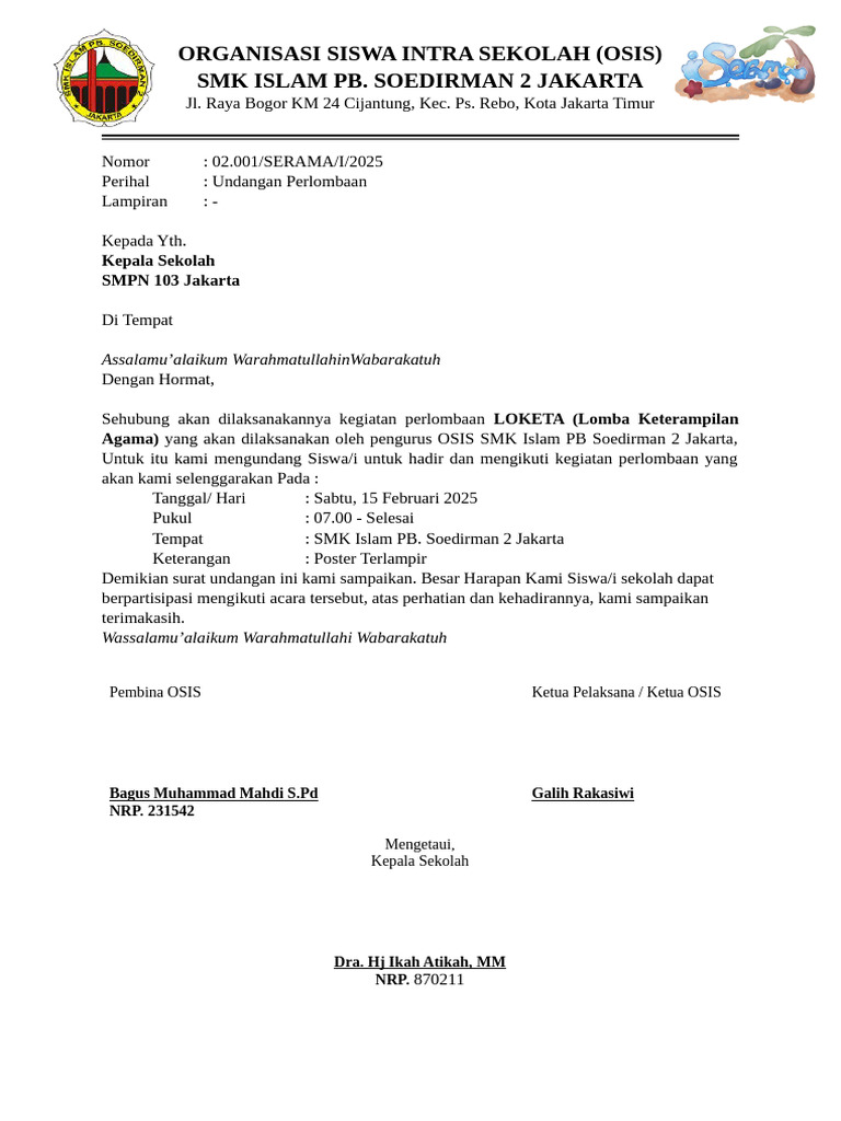 Surat Undangan OSIS | PDF