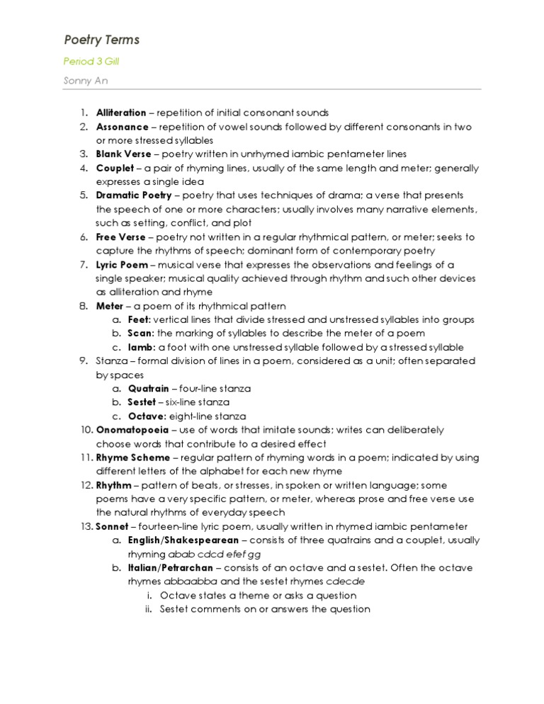 Poetry Terms | PDF
