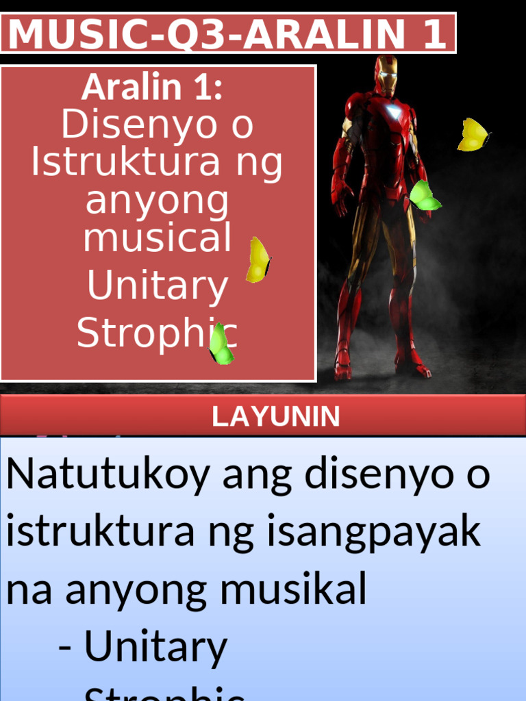 MAPEH 5 - MUSIC PPT Q3 - Aralin 1 - Disenyo O Istruktura Ng Anyong Musical Unitary Strophic | PDF
