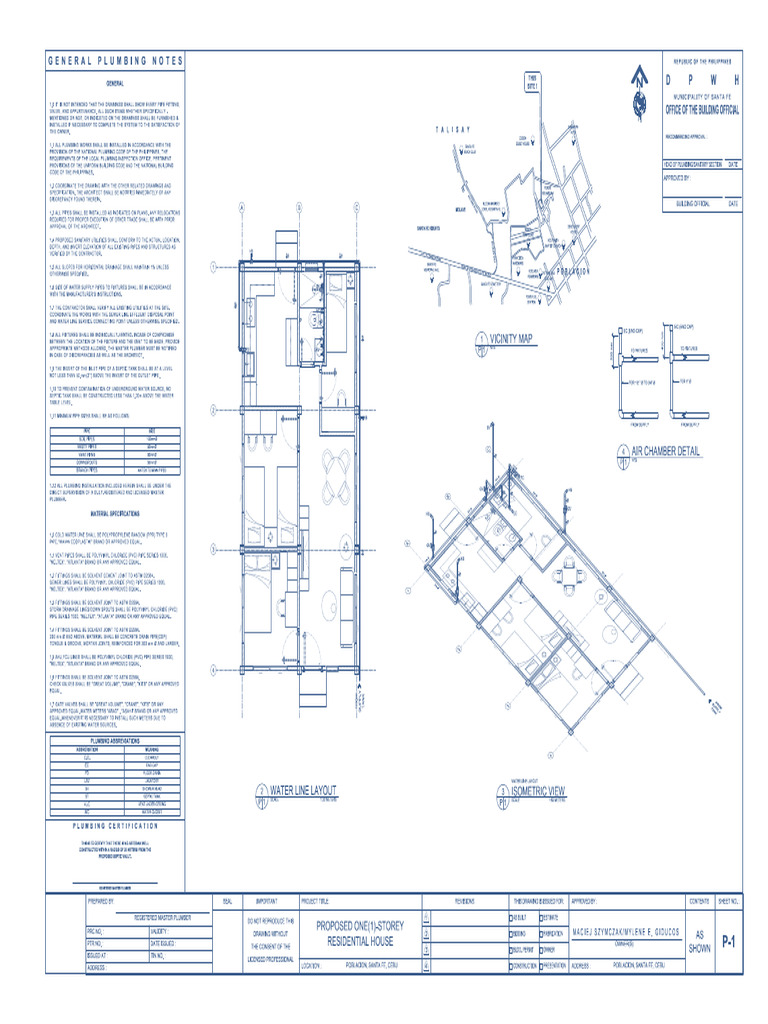 Plumbing Plan for Santa Fe Residence | PDF | Hydraulics | Building ...