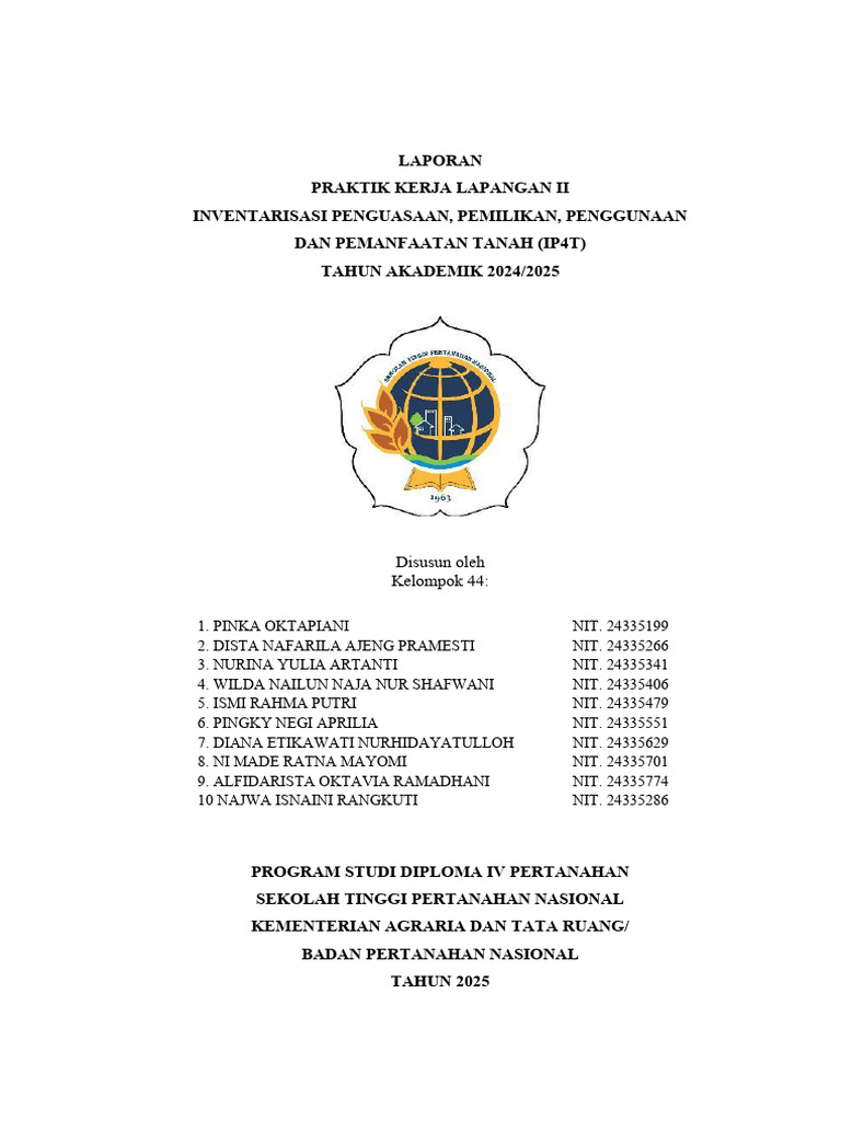IP4T Laporan PKL II Kelompok 44, Tahun 2025 | PDF