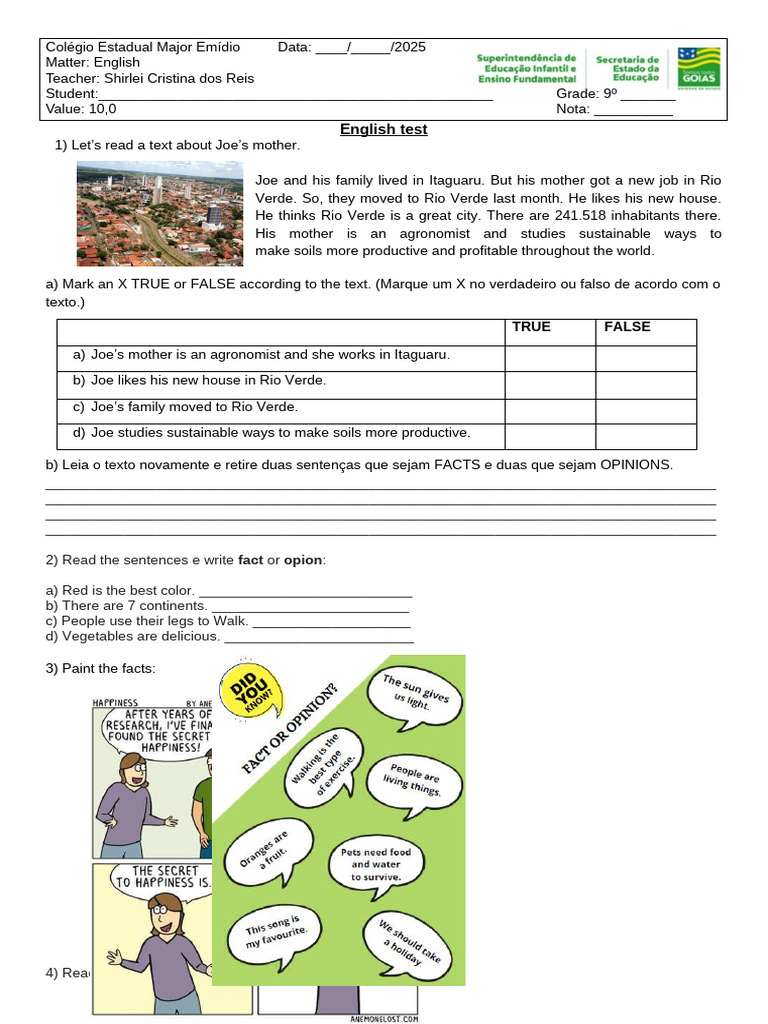 9th Grade English Test on Joe's Mother | PDF