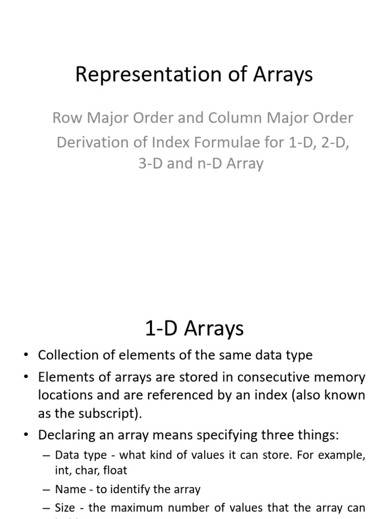 5.representation of Arrays in Memory | PDF | Computer Programming ...