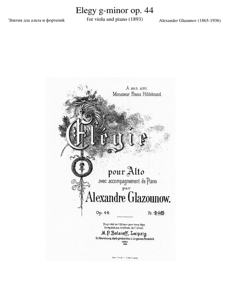 Glazunov's Elegy for Viola and Piano | PDF | Musical Forms | Musical ...