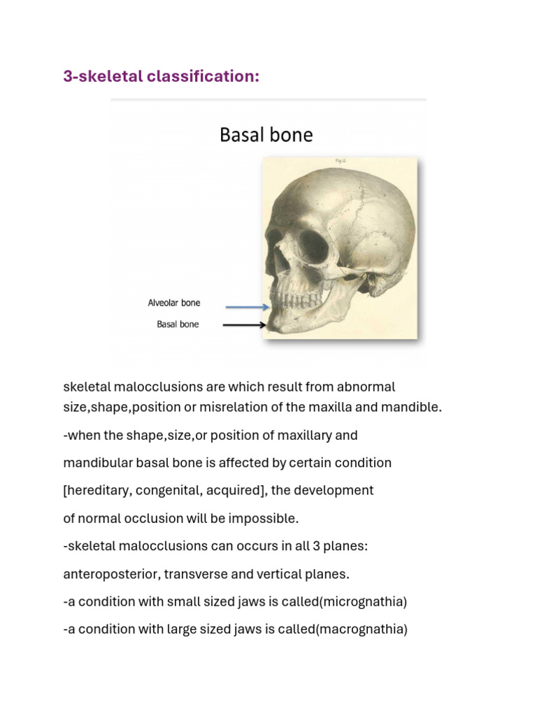 Skeletal and Angle Malocclusion Classifications | PDF | Primate Anatomy ...