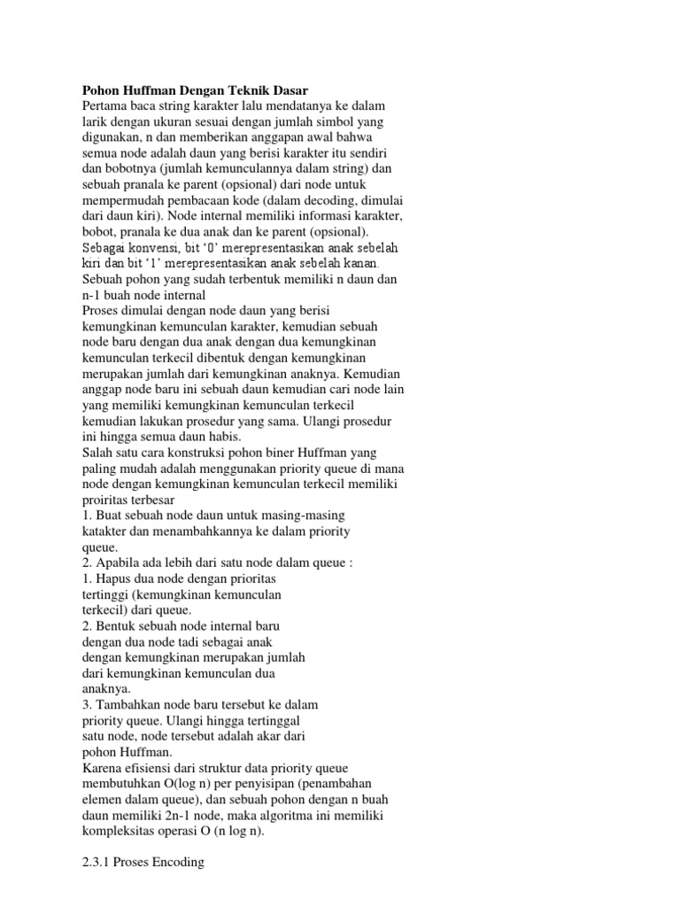 Pohon Huffman Dengan Teknik Dasar | PDF