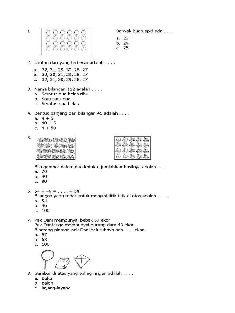 Soal Calistung Tahap 1 Kelas 1 | PDF