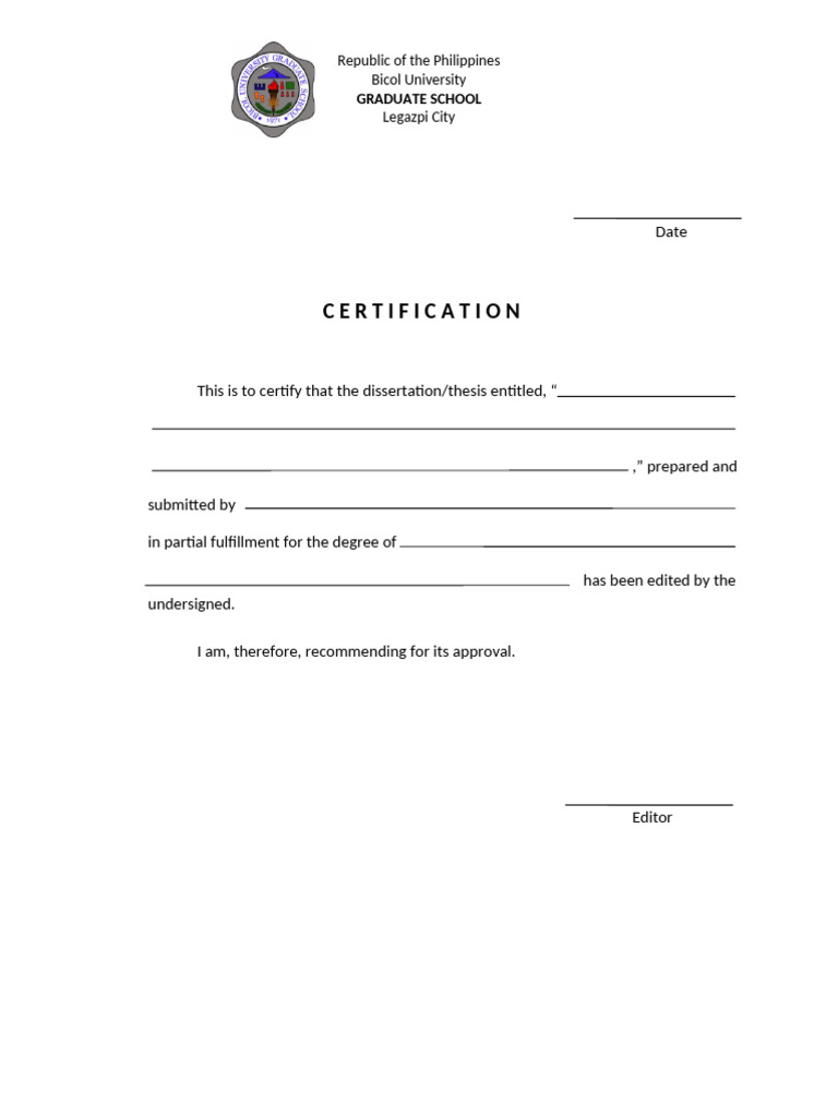 Statistical Certification for Thesis | PDF