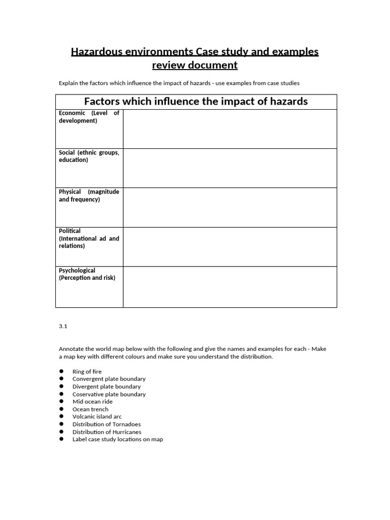 Hazardous Environments Case Study and Examples Rev | PDF | Hazards | Risk
