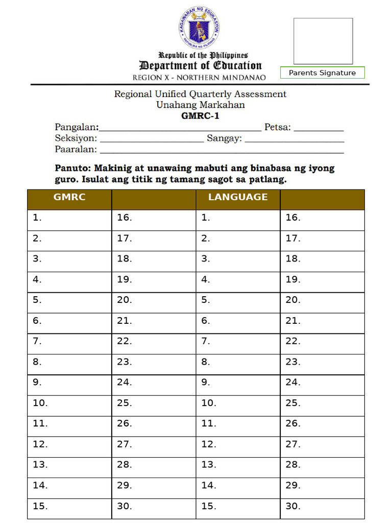 Parent Signature Document Template | PDF