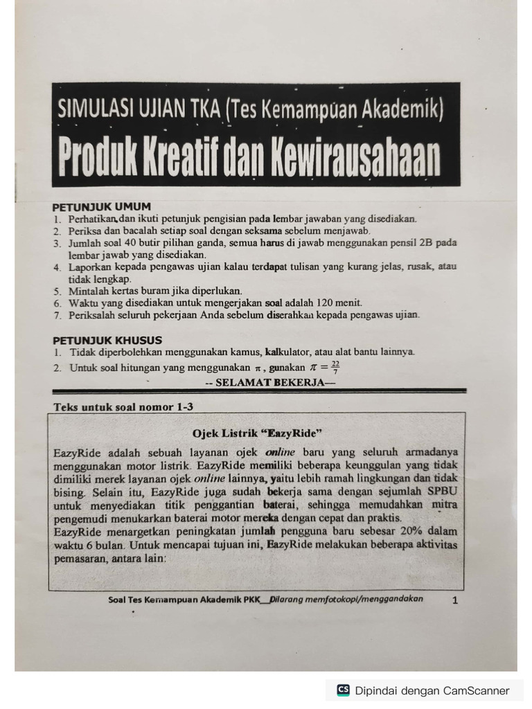 Contoh Tka PKK | PDF