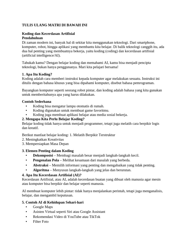 Bahan Bacaan Koding Dan AI | PDF