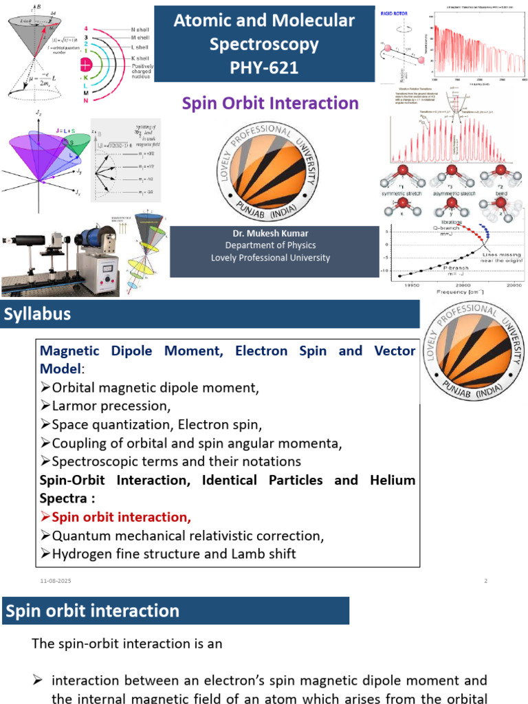 Lecture 5 PHY621 Spin Orbit Interaction | PDF | Spin (Physics) | Electron
