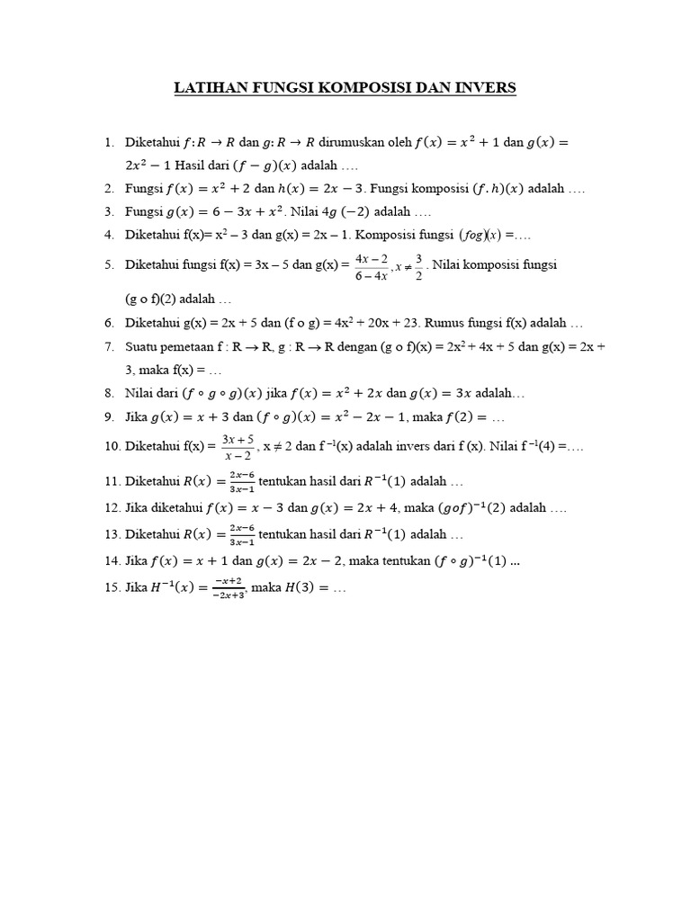 Latihan Fungsi Komposisi Dan Invers | PDF