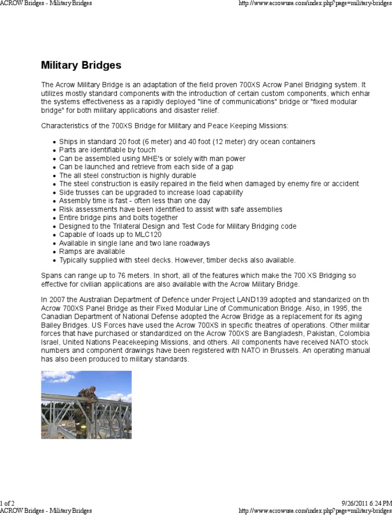 ACROW Bridges - Military Bridges | PDF | Technology & Engineering