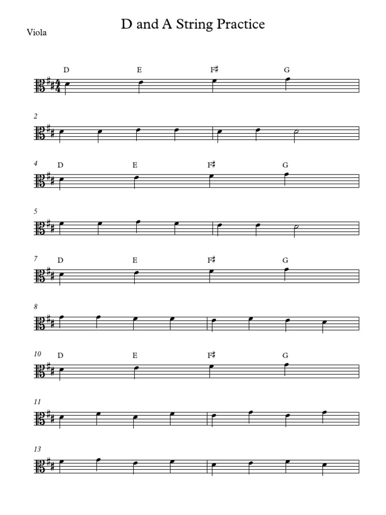 D and A String Practice - Viola | PDF