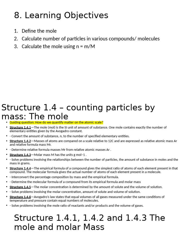 Understanding Moles and Molar Mass Calculations | PDF | Mole (Unit ...